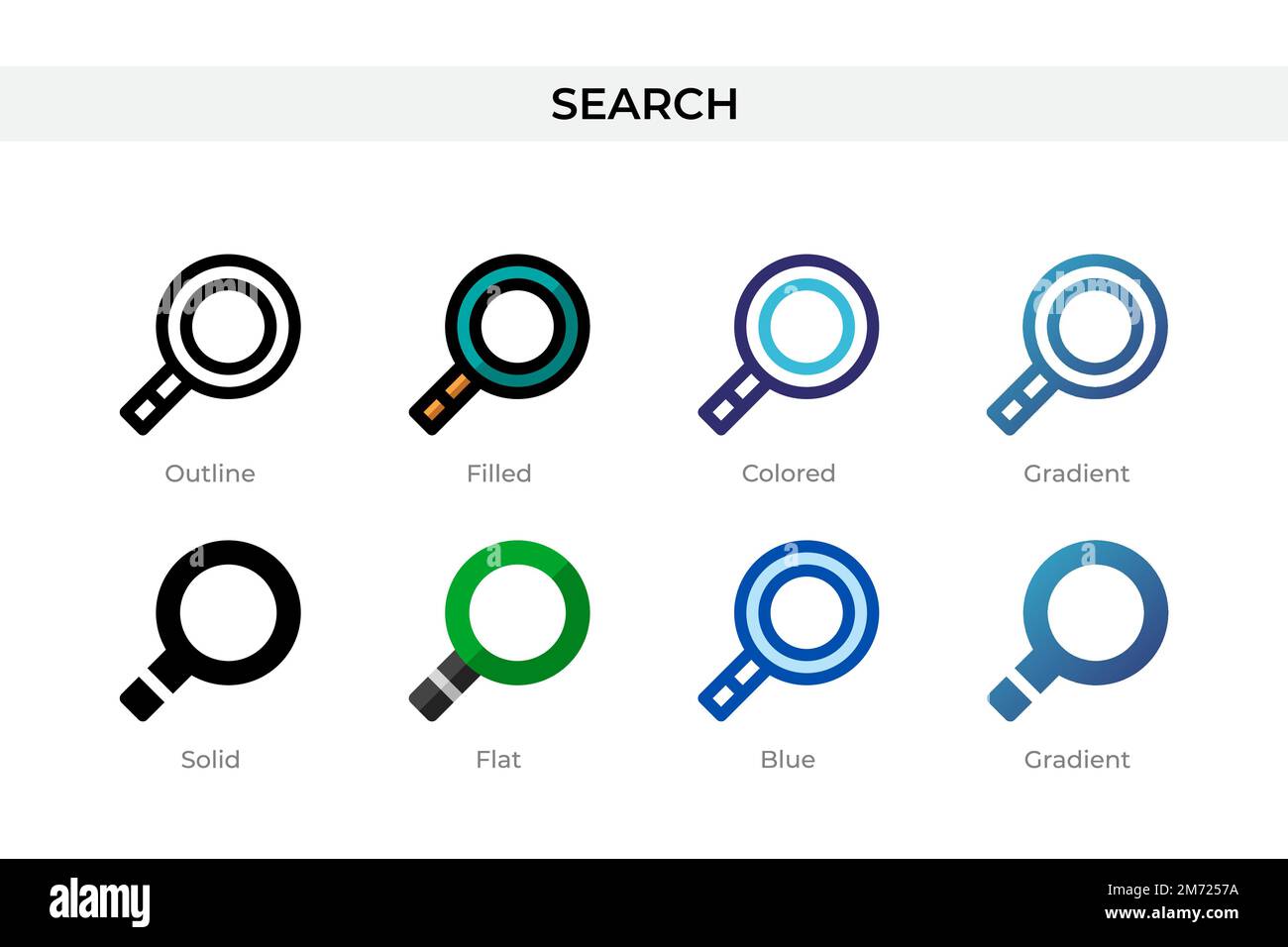 Search icon in different style. Search vector icons designed in outline ...