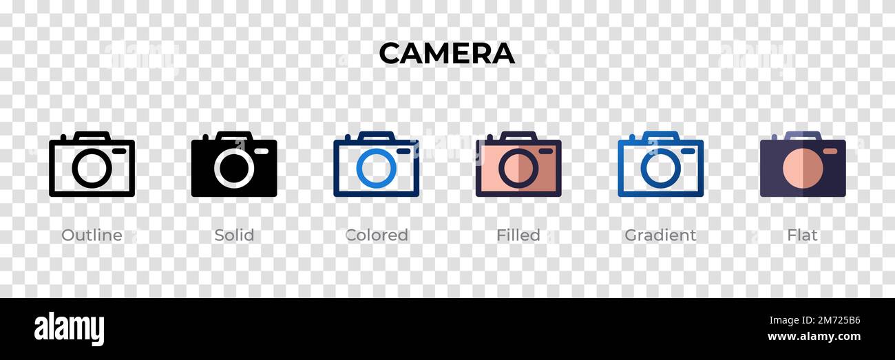 Camera icon in different style. Camera vector icons designed in outline ...