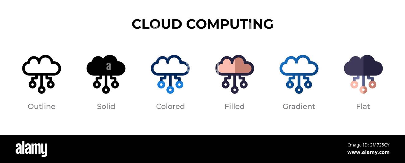 Cloud Computing icon in different style. Cloud Computing vector icons ...