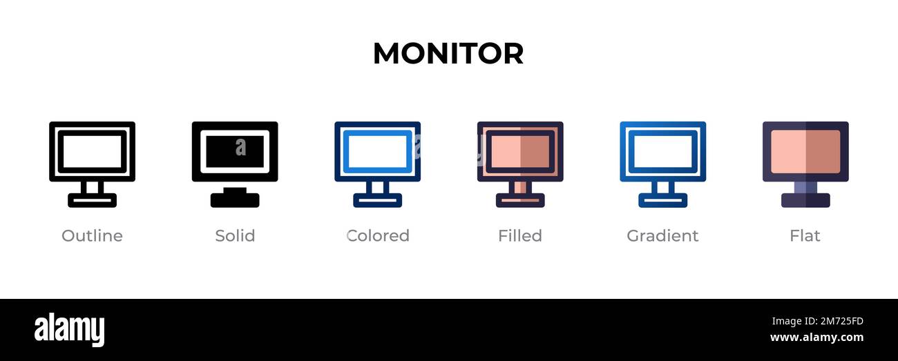 Monitor icon in different style. Monitor vector icons designed in ...