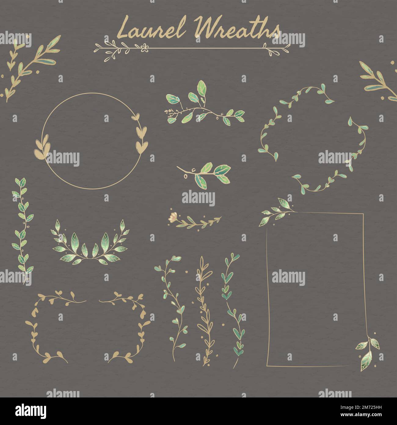 Doodle floral divider and wreath vector collection Stock Vector Image ...