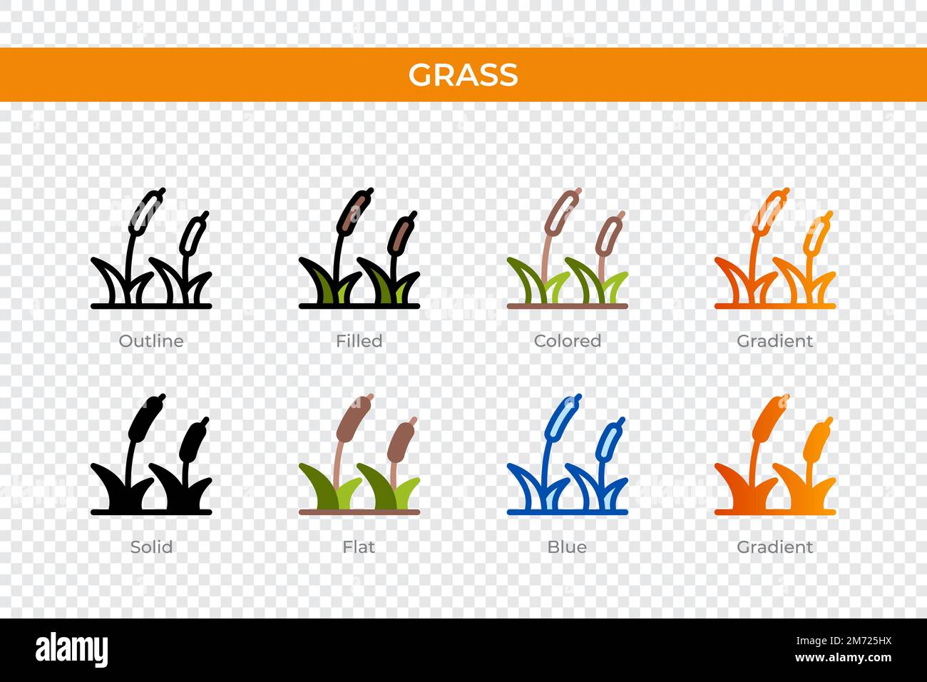 grass icon in different style. grass vector icons designed in outline ...