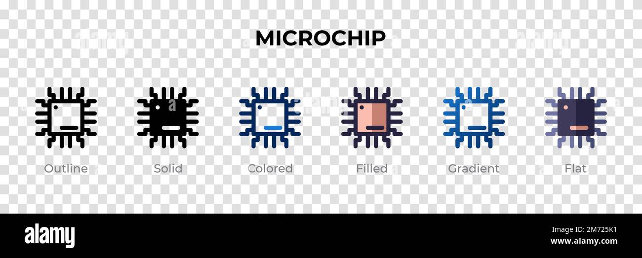 Microchip icon in different style. Microchip vector icons designed in ...