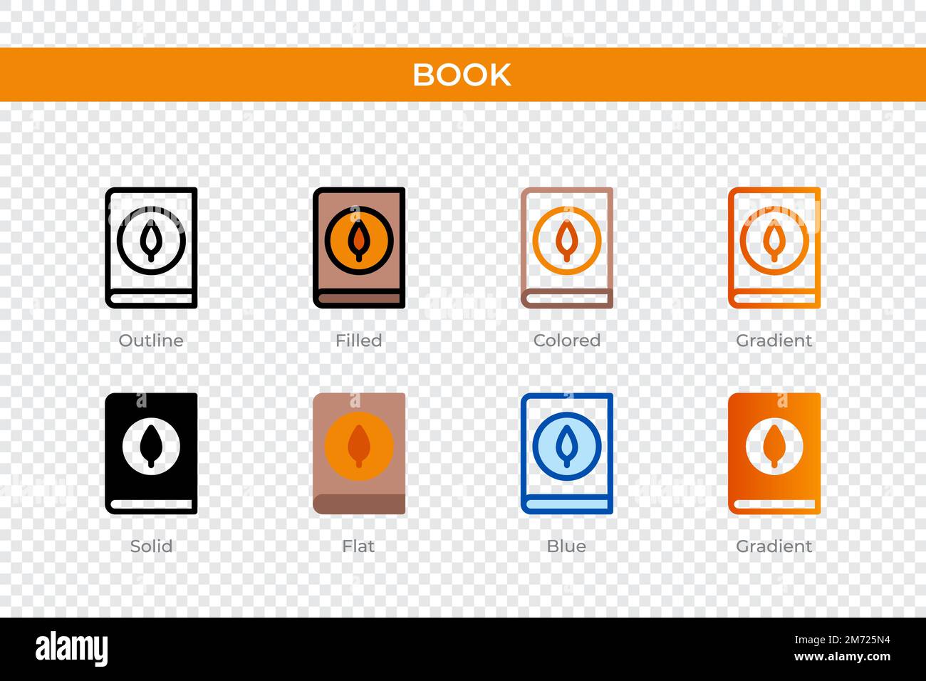book icon in different style. book vector icons designed in outline ...