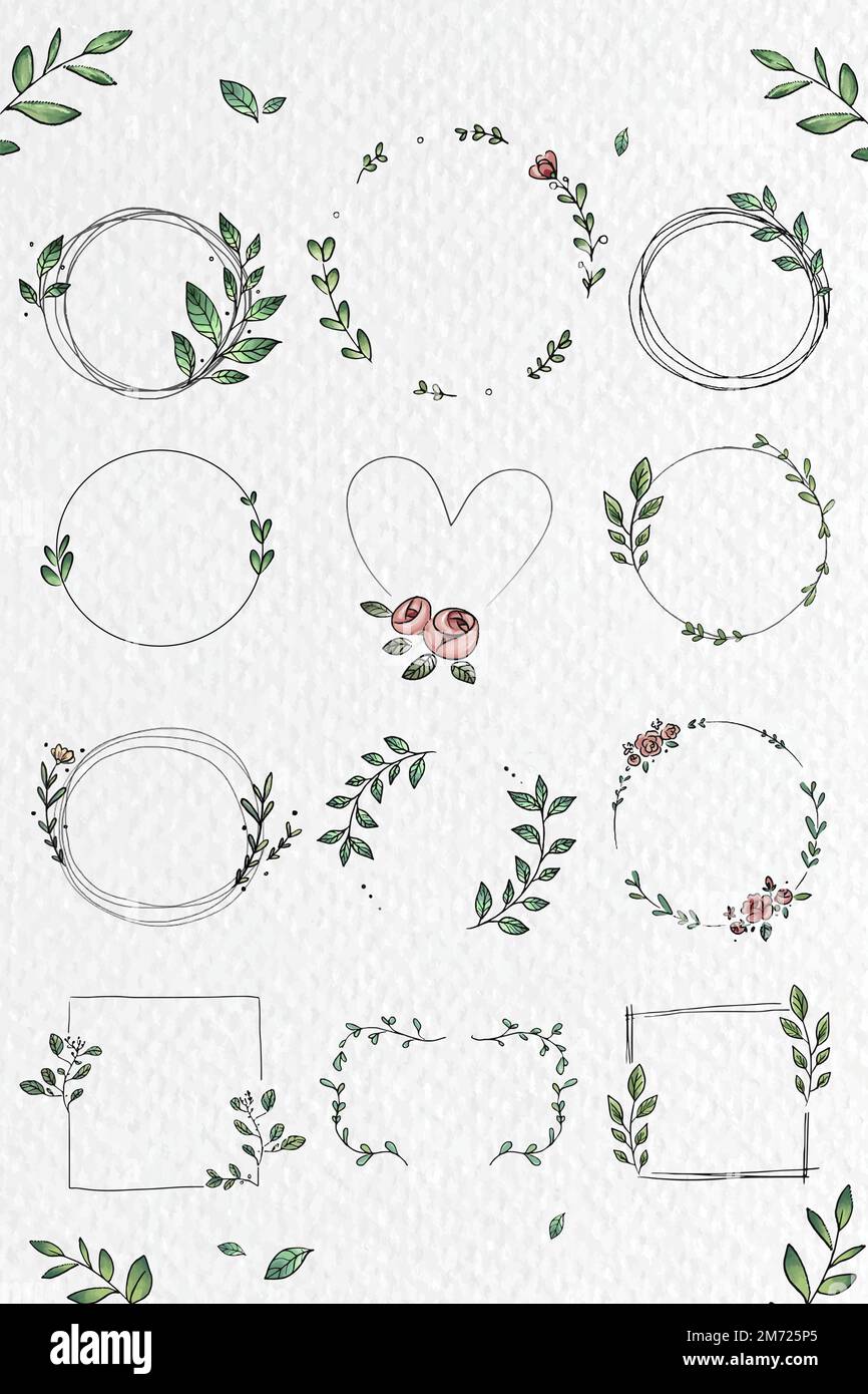 Doodle floral wreath vector collection Stock Vector Image & Art - Alamy