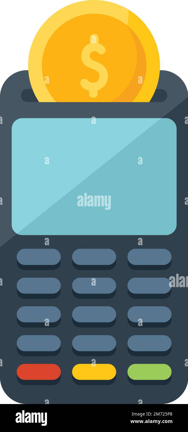 Pos terminal icon flat vector. Money pay. Mobile service isolated Stock ...