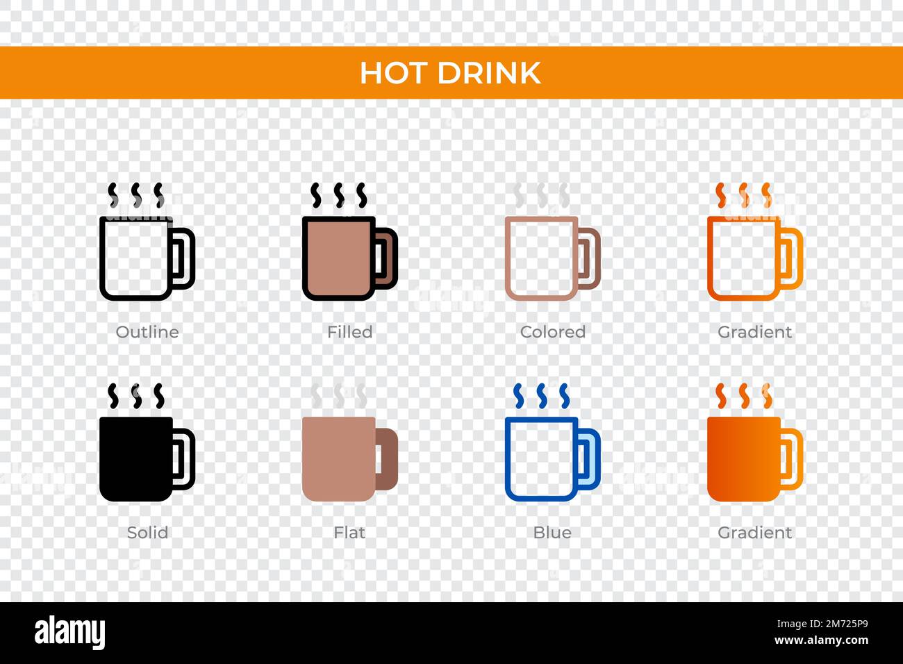 hot drink icon in different style. hot drink vector icons designed in ...