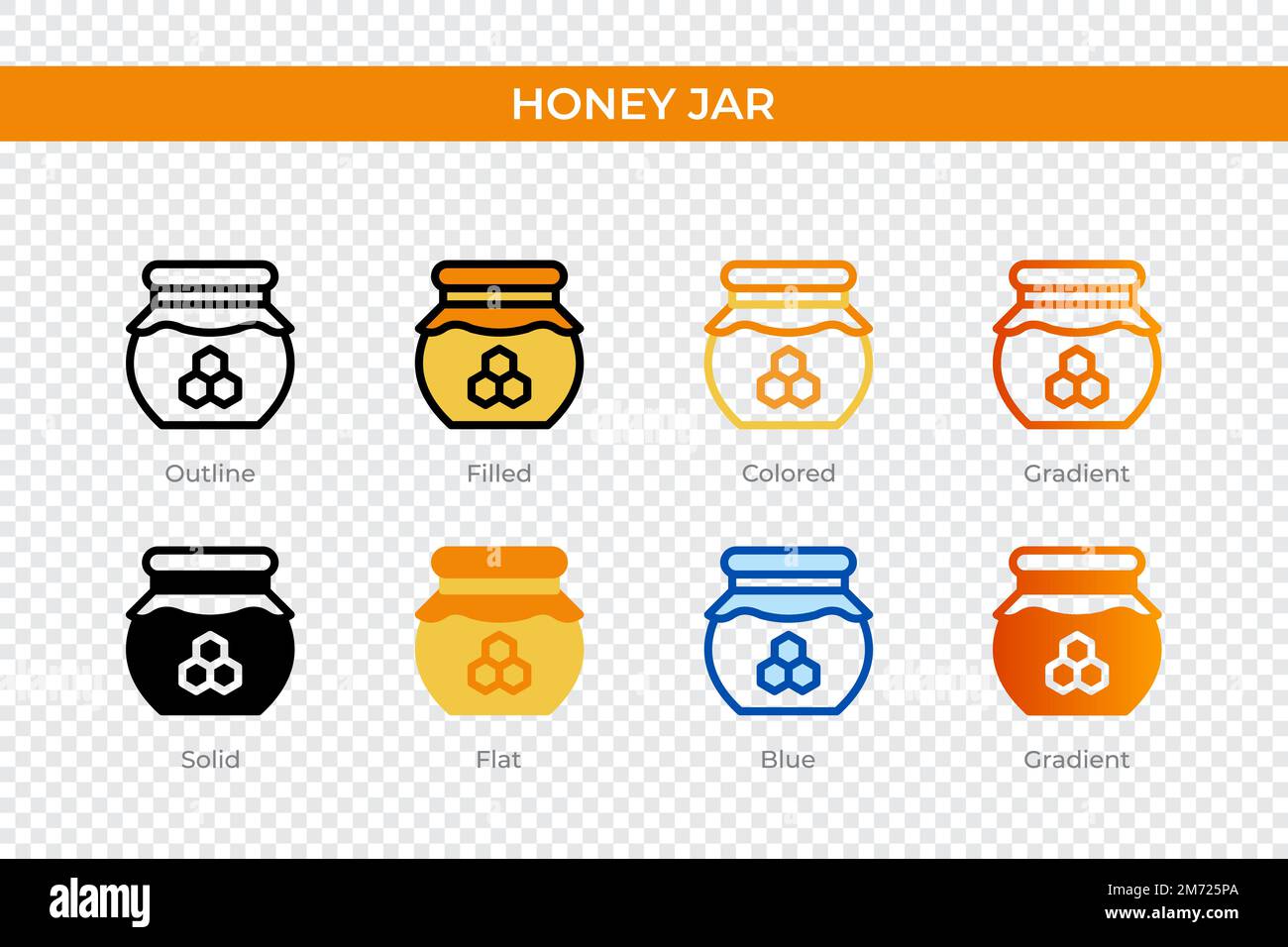 honey jar icon in different style. honey jar vector icons designed in outline, solid, colored ...