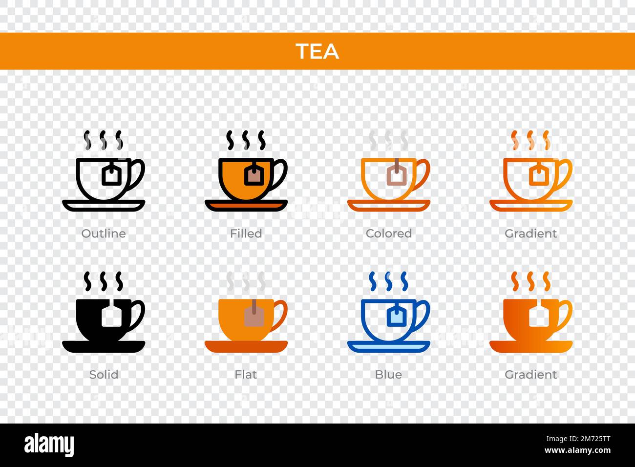 tea icon in different style. tea vector icons designed in outline ...