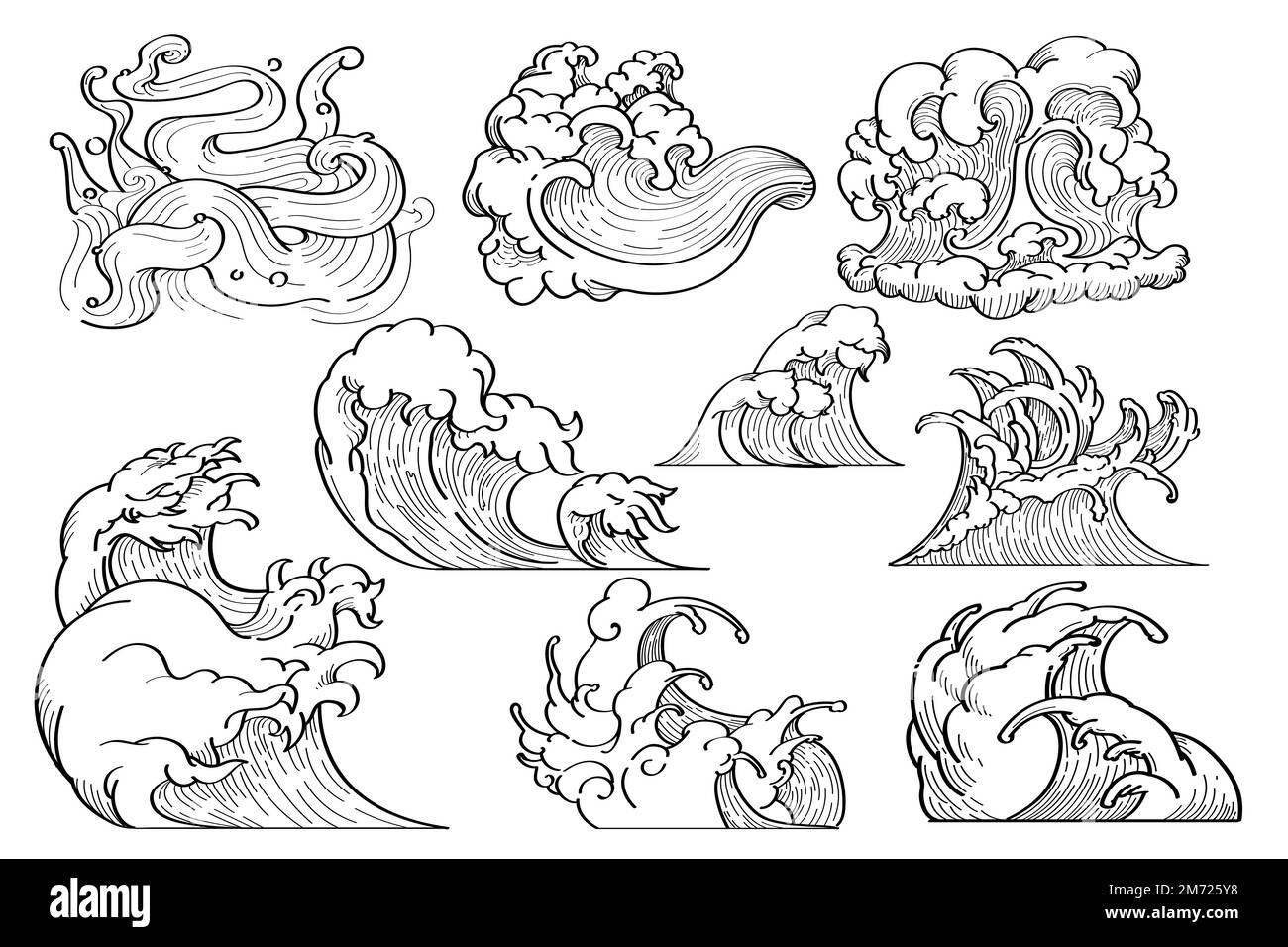 Japanese art wave Black and White Stock Photos & Images - Alamy