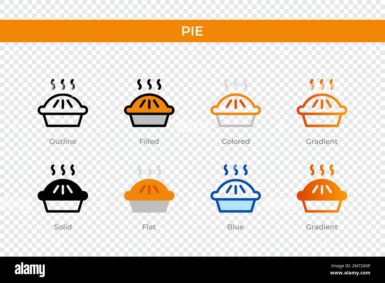 pie icon in different style. pie vector icons designed in outline ...