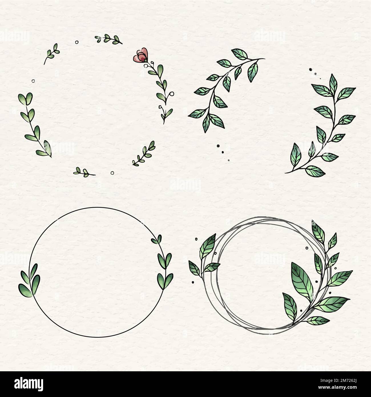 Doodle floral wreath vector collection Stock Vector Image & Art - Alamy