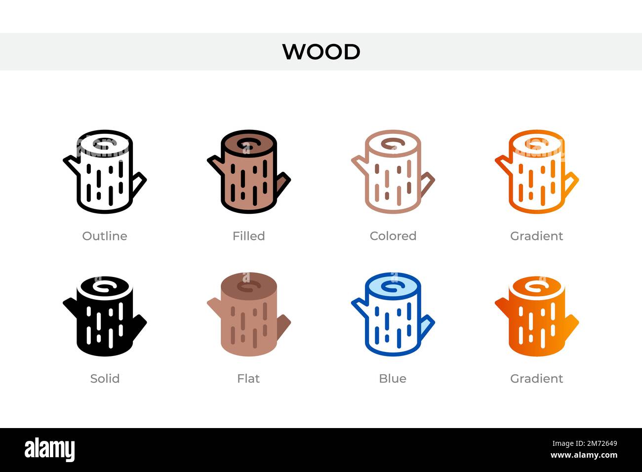 wood icon in different style. wood vector icons designed in outline ...
