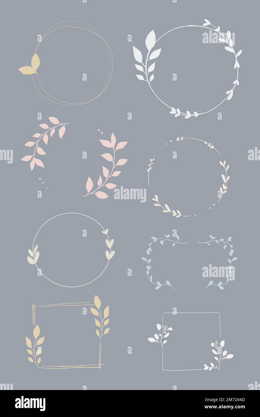 Doodle floral wreath vector collection Stock Vector Image & Art - Alamy
