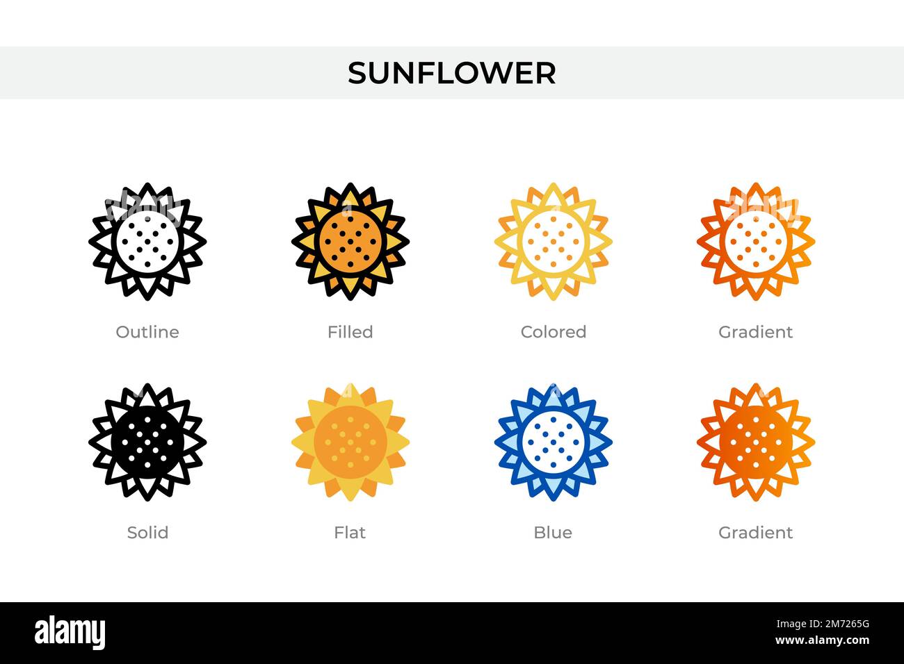 sunflower icon in different style. sunflower vector icons designed in ...