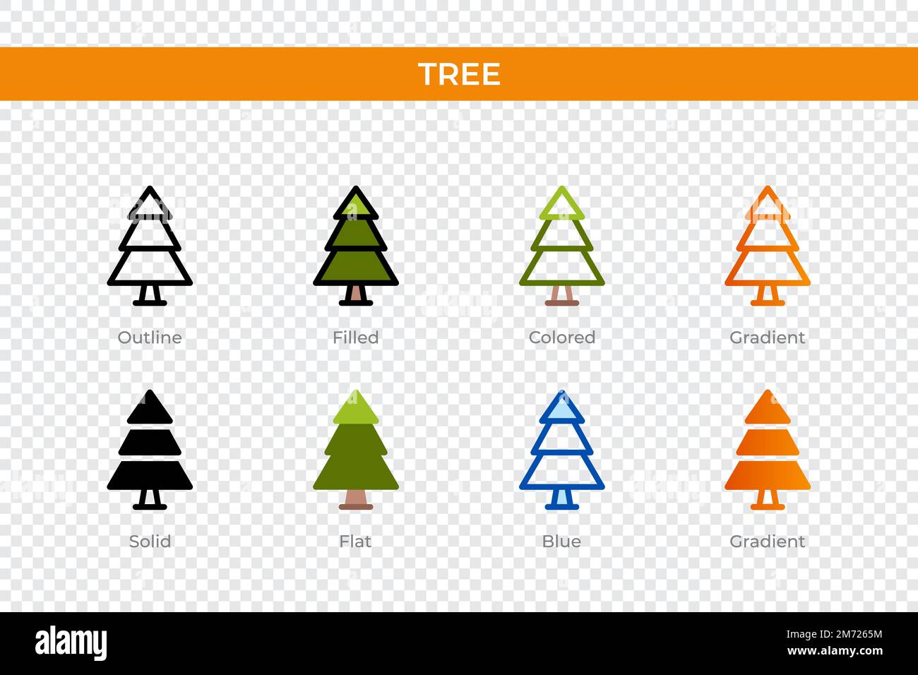 tree icon in different style. tree vector icons designed in outline ...