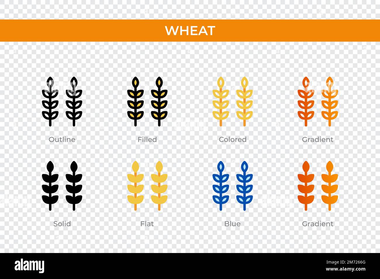 wheat icon in different style. wheat vector icons designed in outline, solid, colored, filled ...