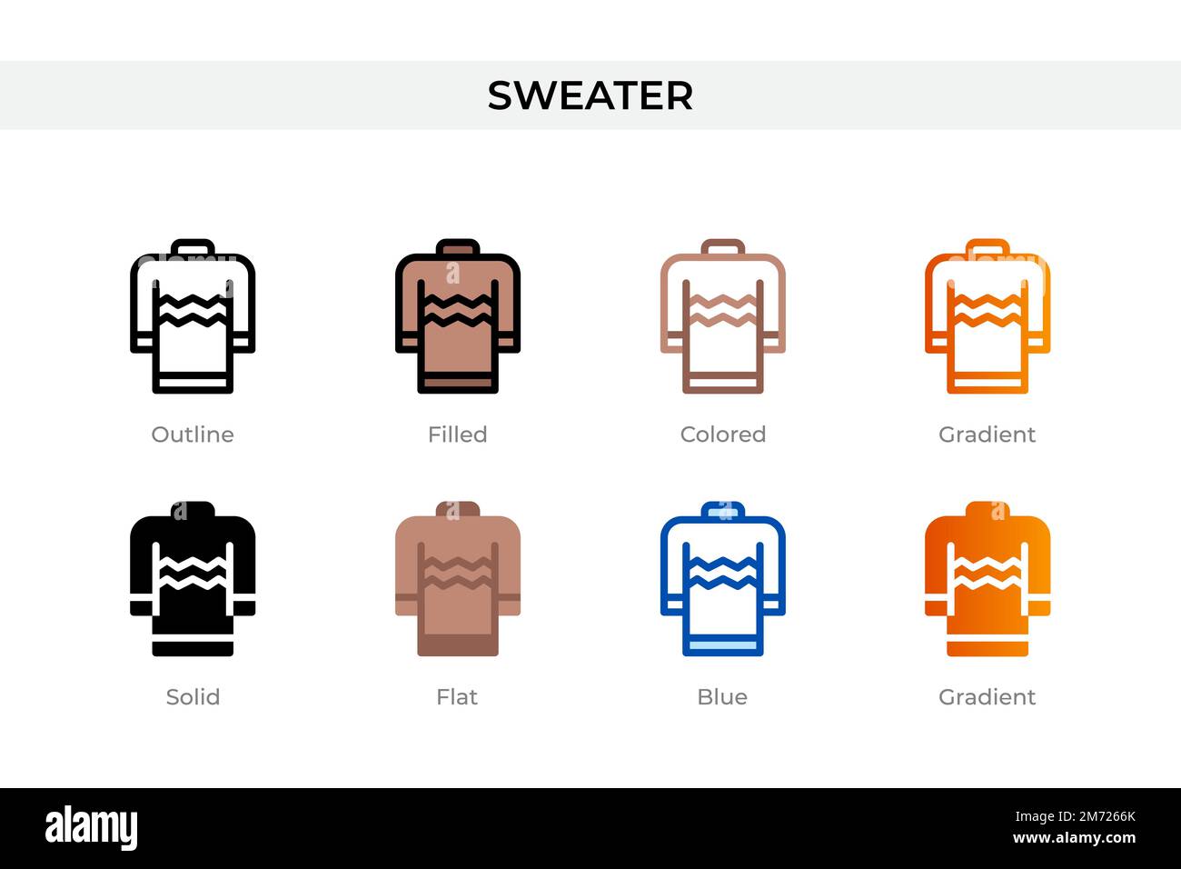 sweater icon in different style. sweater vector icons designed in outline, solid, colored ...