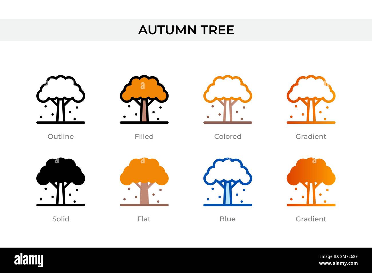 autumn tree icon in different style. autumn tree vector icons designed ...