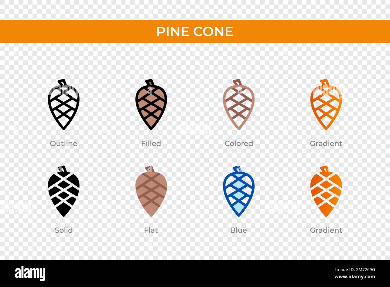 pine cone icon in different style. pine cone vector icons designed in ...