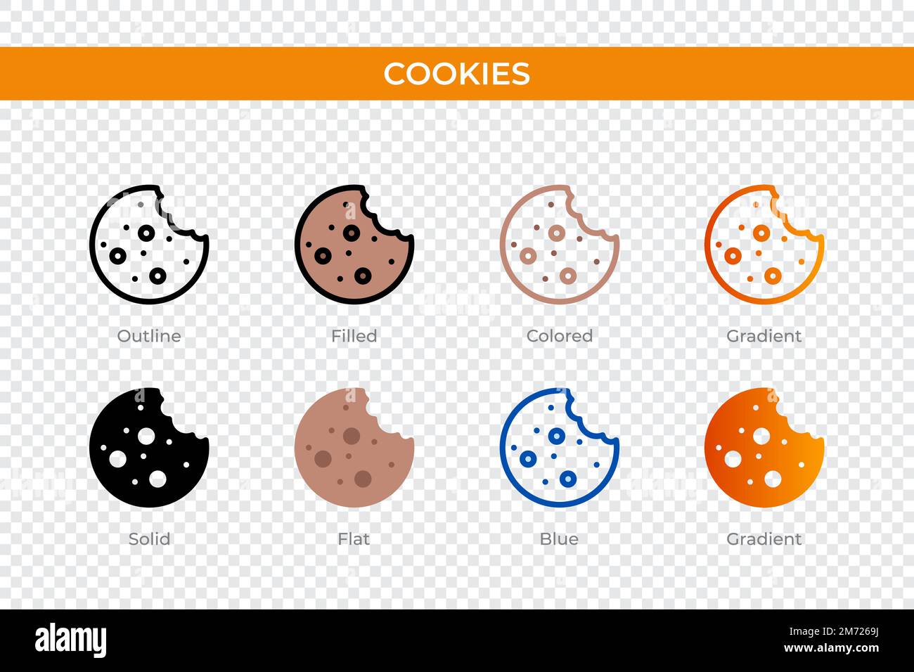 cookies icon in different style. cookies vector icons designed in ...