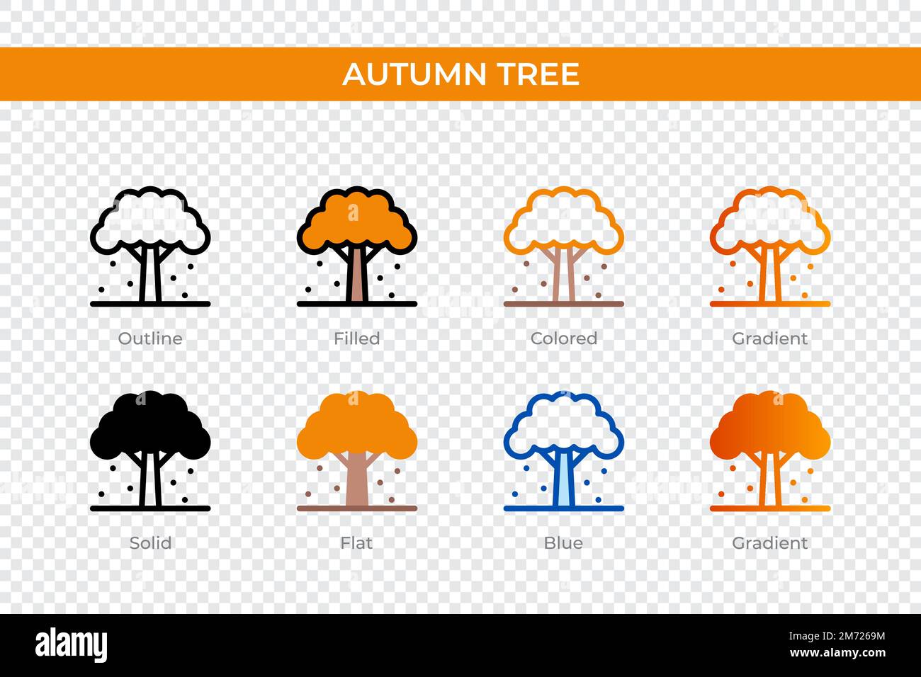 autumn tree icon in different style. autumn tree vector icons designed ...