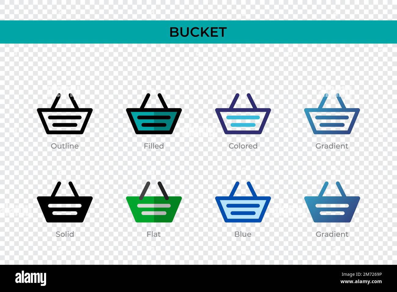 Bucket icon in different style. Bucket vector icons designed in outline ...