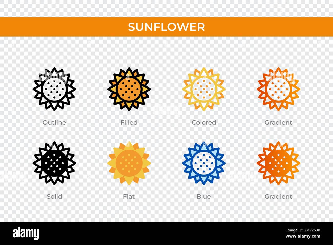 sunflower icon in different style. sunflower vector icons designed in ...