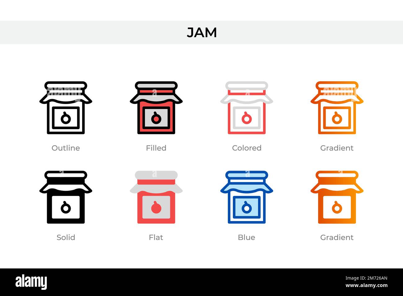 jam icon in different style. jam vector icons designed in outline ...