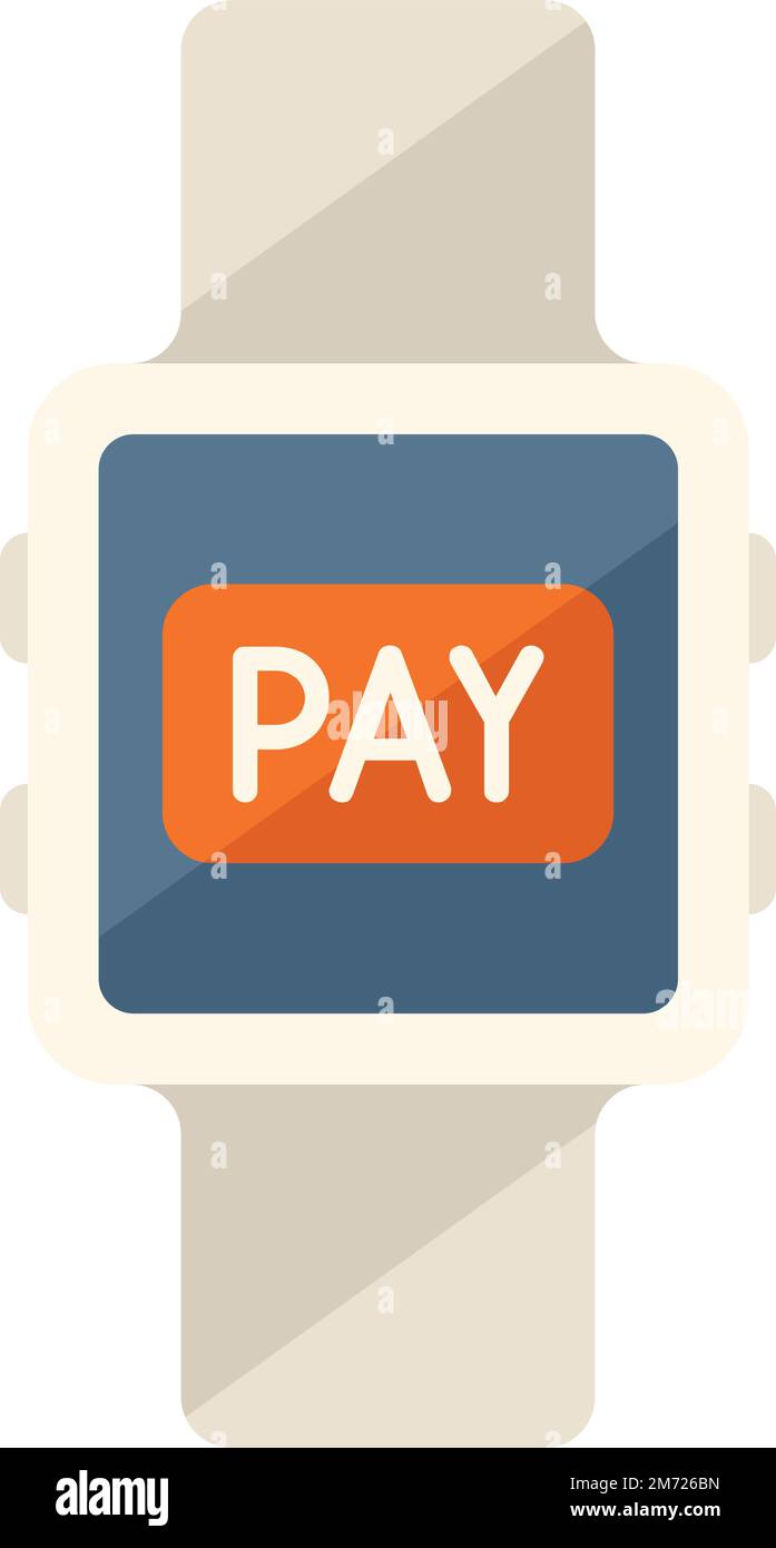 Pay nfc smartwatch icon flat vector. Online money. Digital service ...