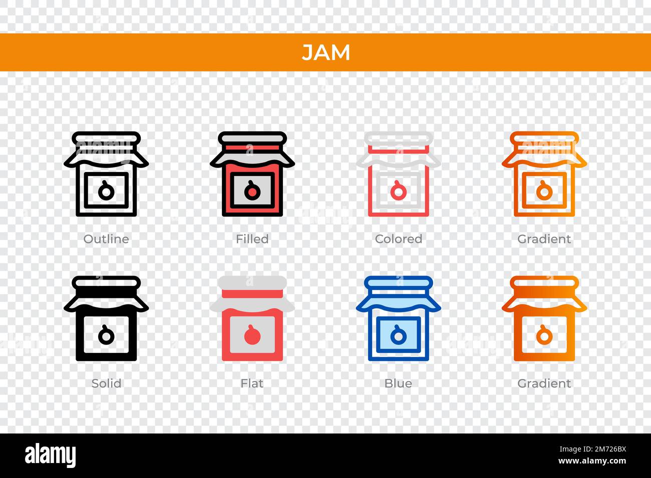 jam icon in different style. jam vector icons designed in outline ...