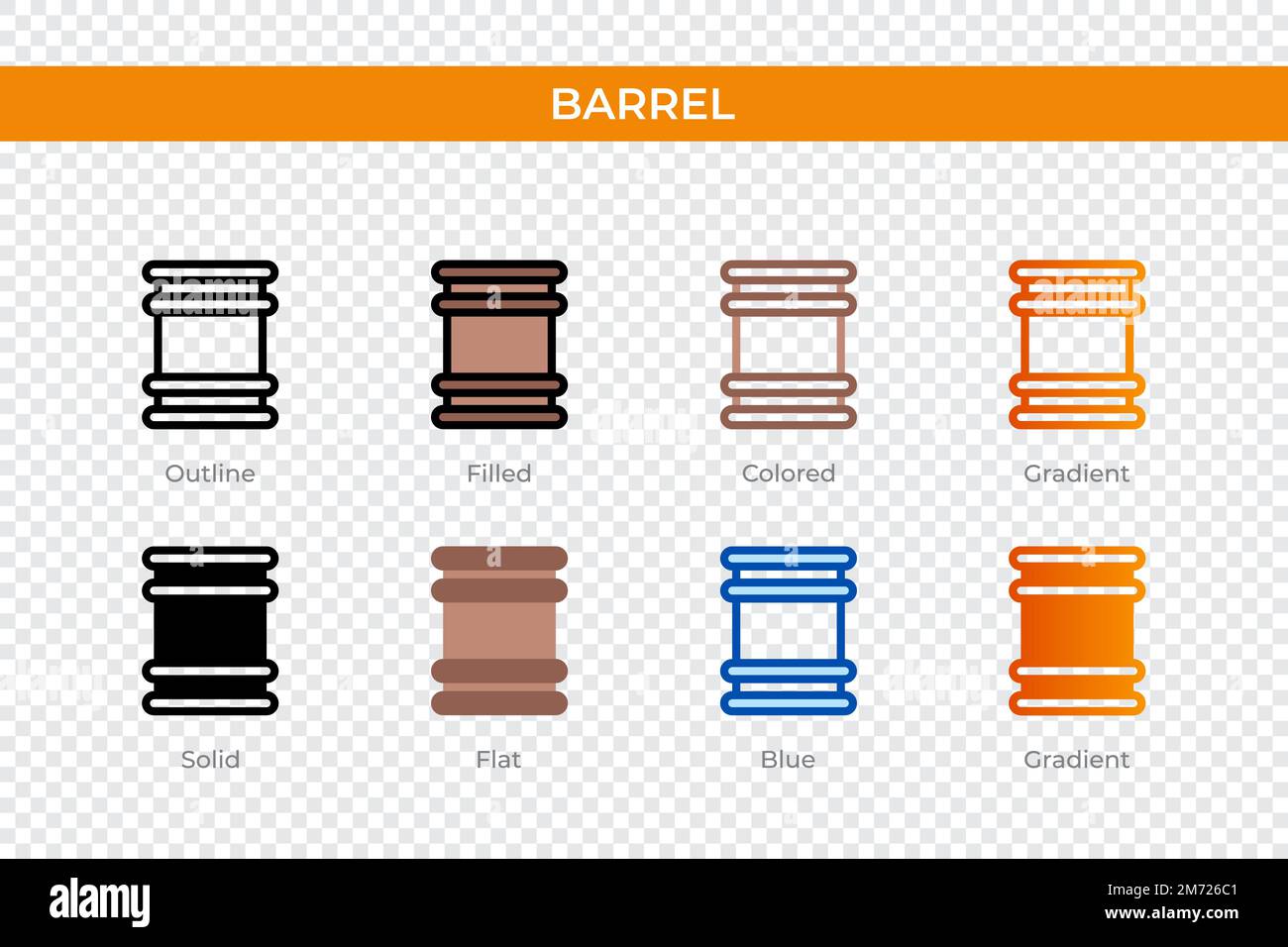 barrel icon in different style. barrel vector icons designed in outline ...