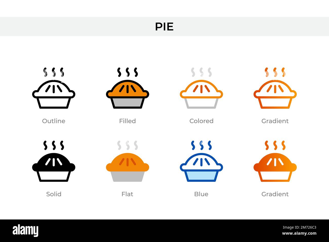 pie icon in different style. pie vector icons designed in outline ...