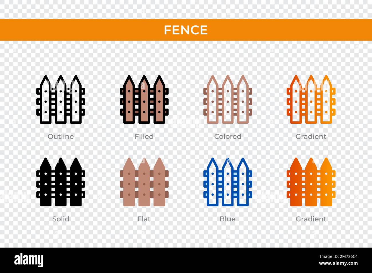 fence icon in different style. fence vector icons designed in outline ...