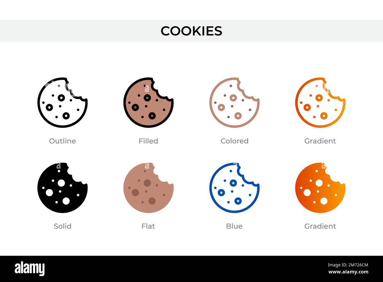 cookies icon in different style. cookies vector icons designed in ...