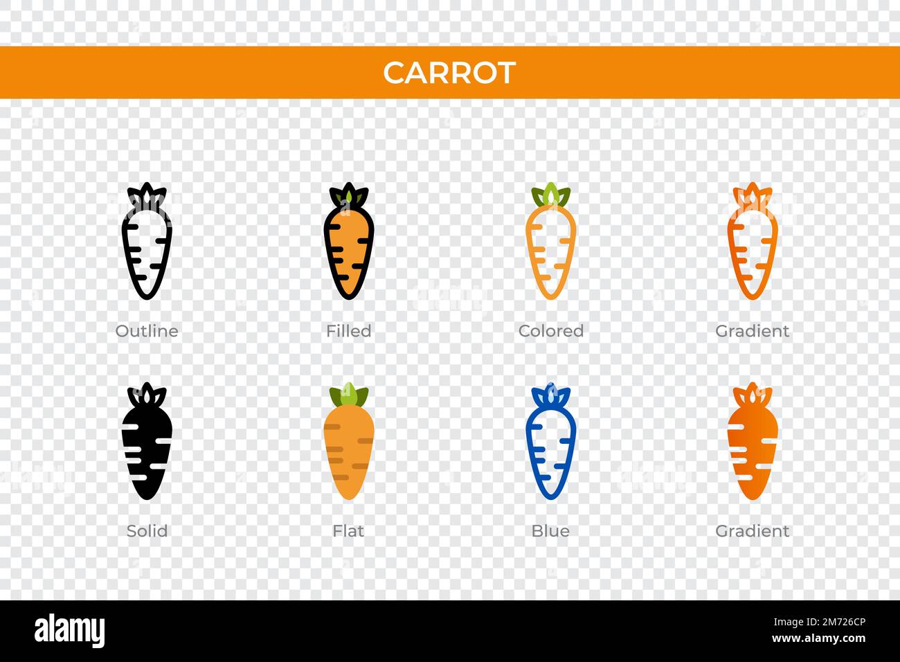 carrot icon in different style. carrot vector icons designed in outline, solid, colored, filled ...