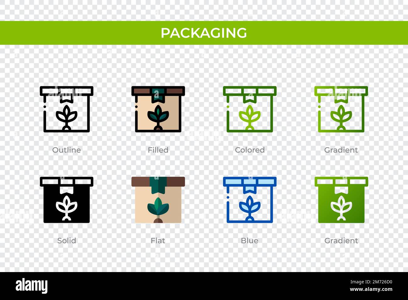 Packaging icon in different style. Packaging vector icons designed in outline, solid, colored ...