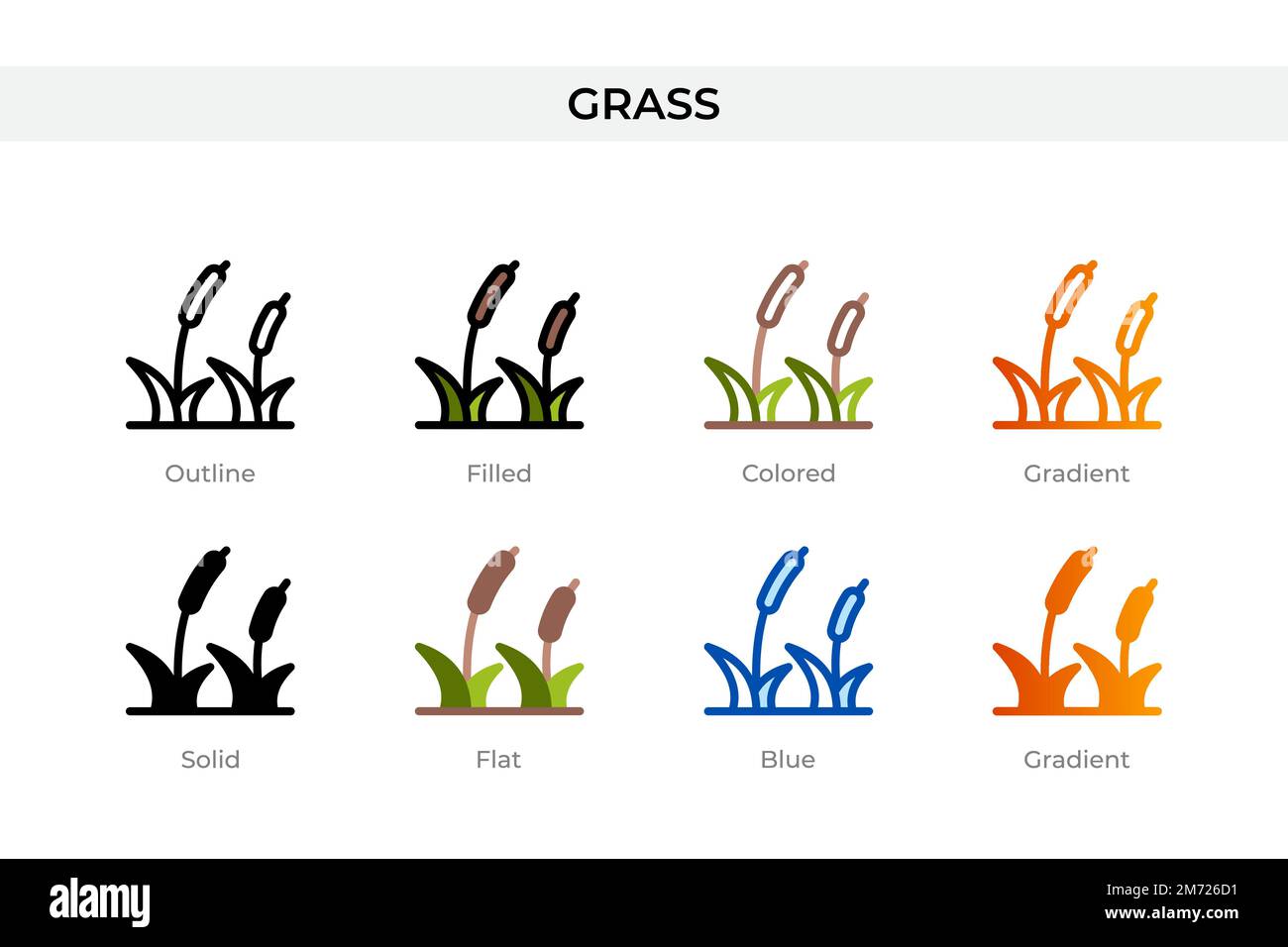 grass icon in different style. grass vector icons designed in outline ...