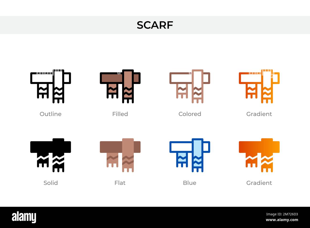 scarf icon in different style. scarf vector icons designed in outline ...