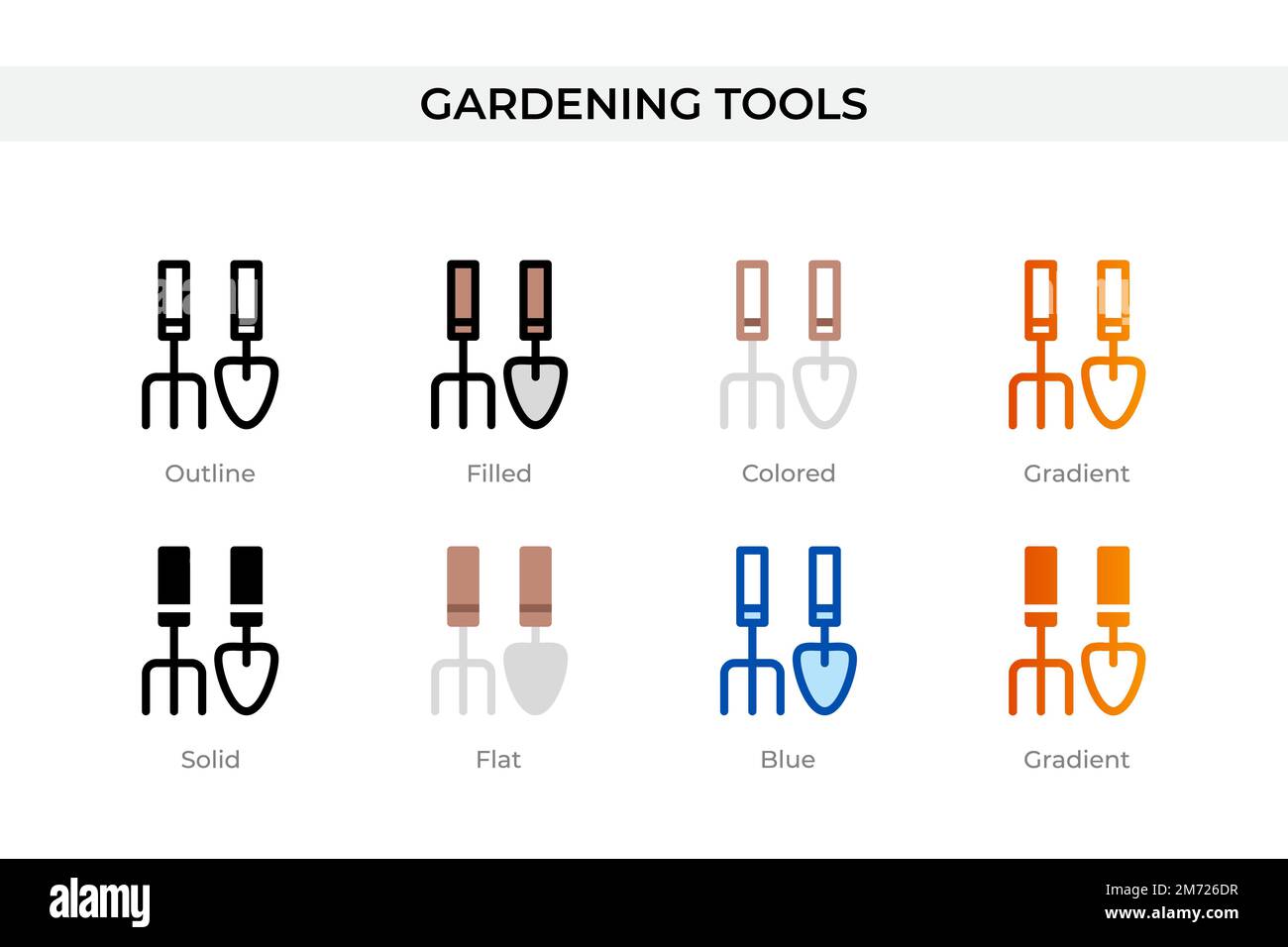 gardening tools icon in different style. gardening tools vector icons ...