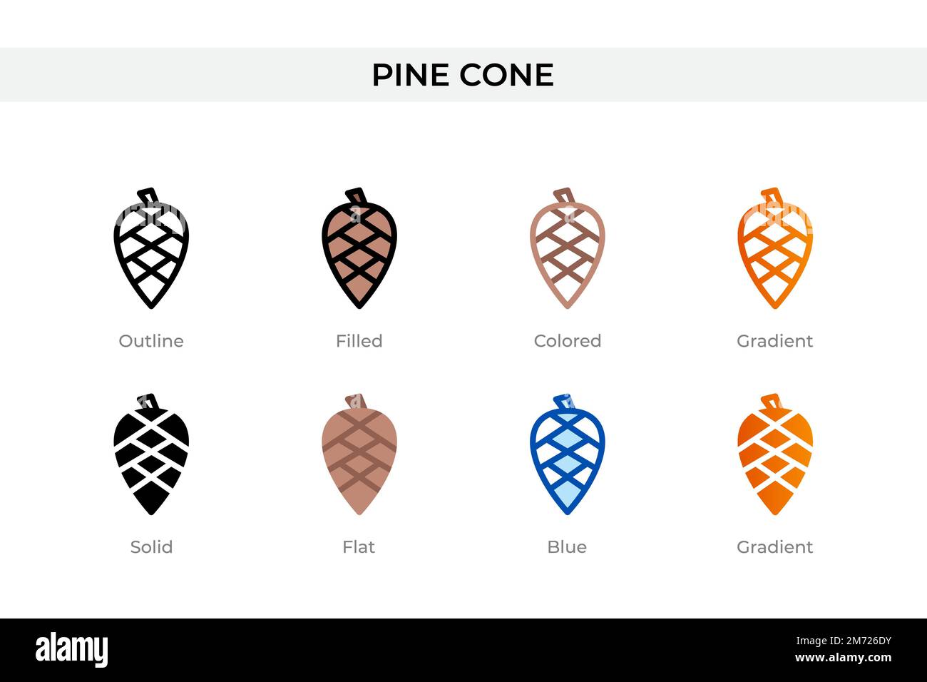 pine cone icon in different style. pine cone vector icons designed in ...