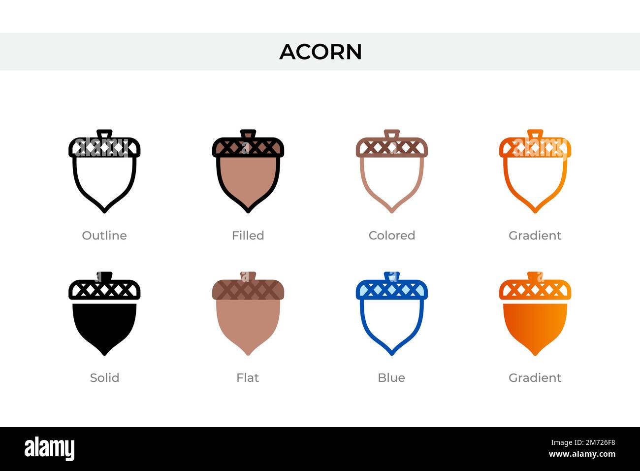 acorn icon in different style. acorn vector icons designed in outline ...