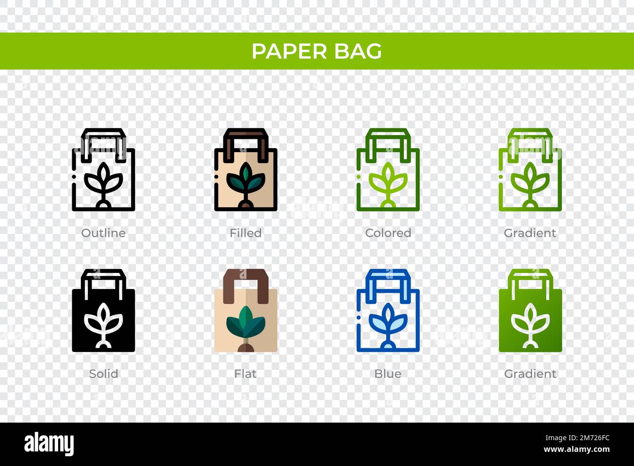 Paper bag icon in different style. Paper bag vector icons designed in ...