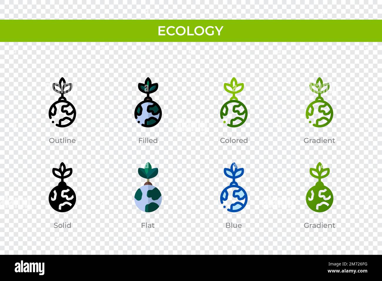 Ecology icon in different style. Ecology vector icons designed in outline, solid, colored ...