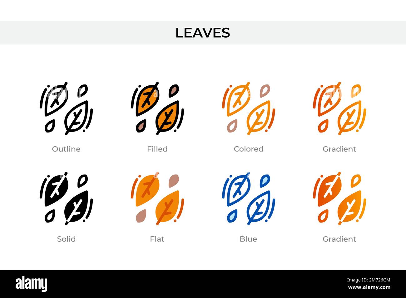 leaves icon in different style. leaves vector icons designed in outline ...
