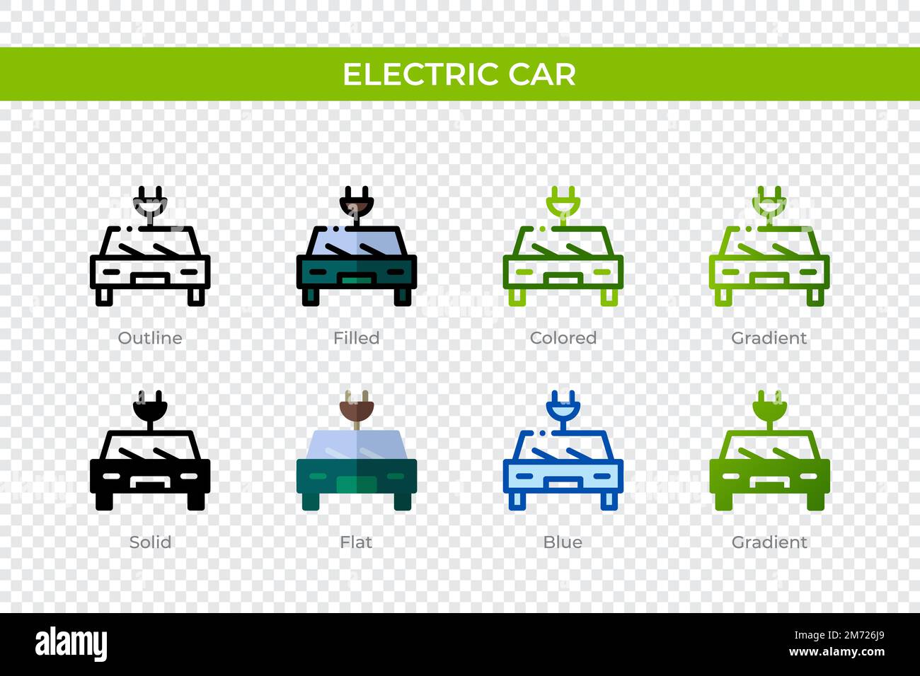 Electric car icon in different style. Electric car vector icons ...