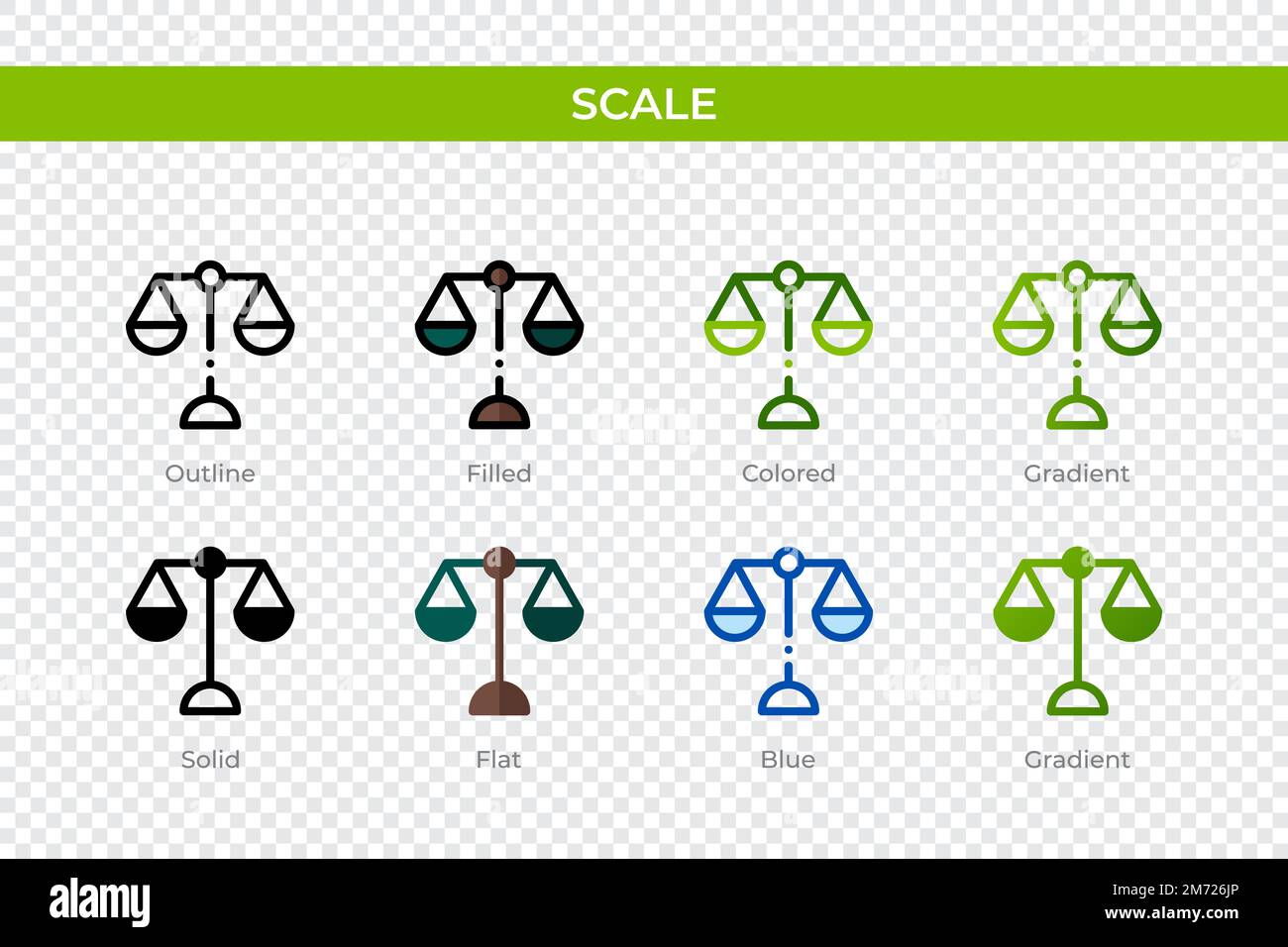 Scale icon in different style. Scale vector icons designed in outline ...