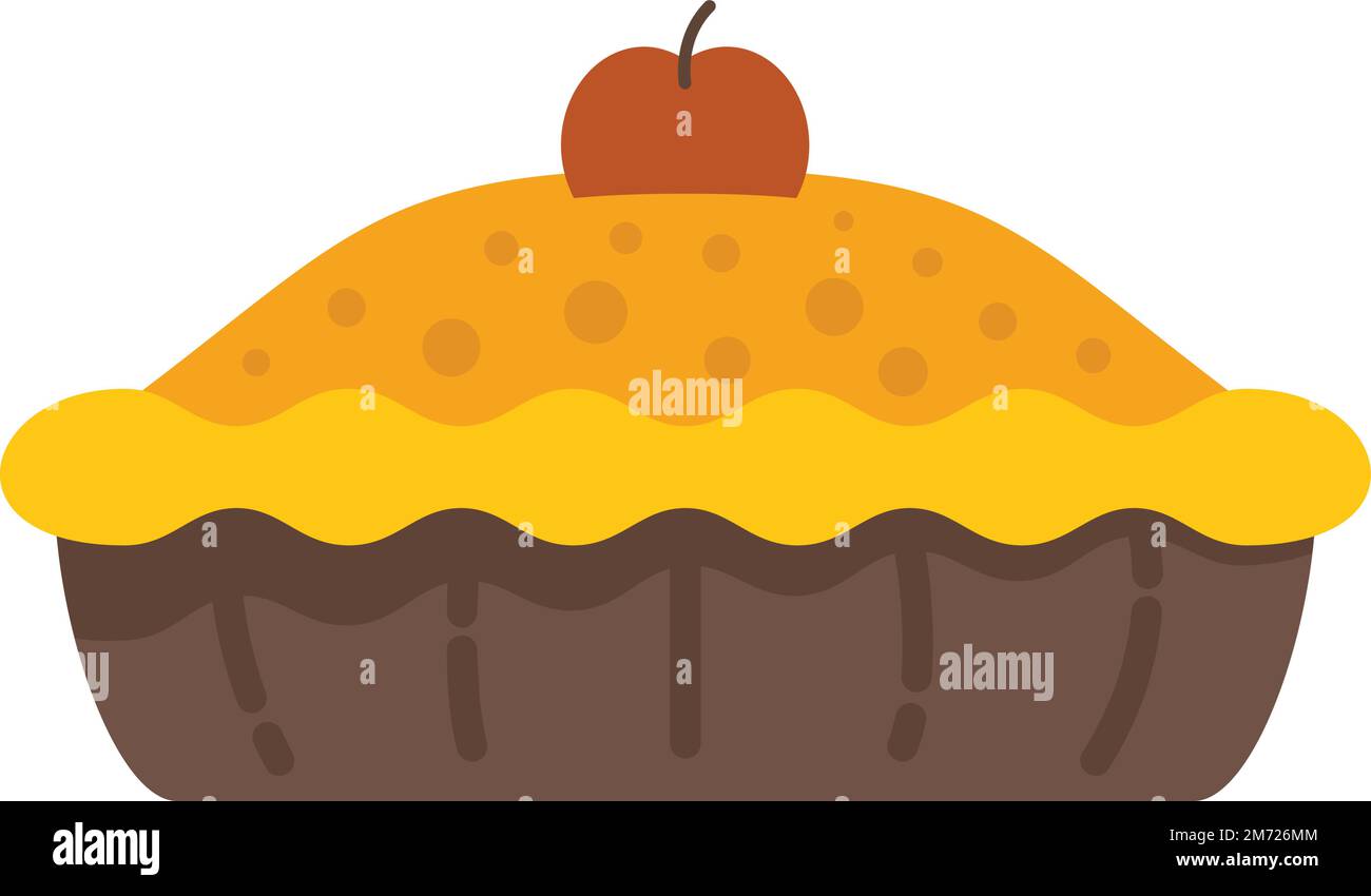 Cute apple pie icon flat vector. Cake dessert. Fruit tart isolated ...