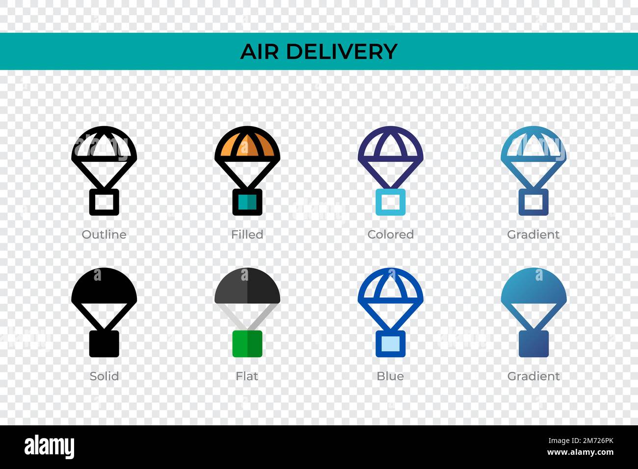 Air Delivery icon in different style. Air Delivery vector icons designed in outline, solid ...