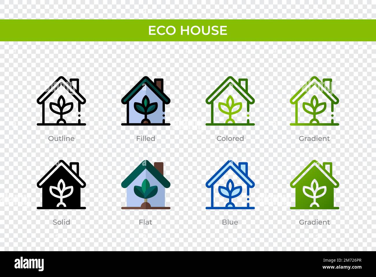 Eco house icon in different style. Eco house vector icons designed in outline, solid, colored ...